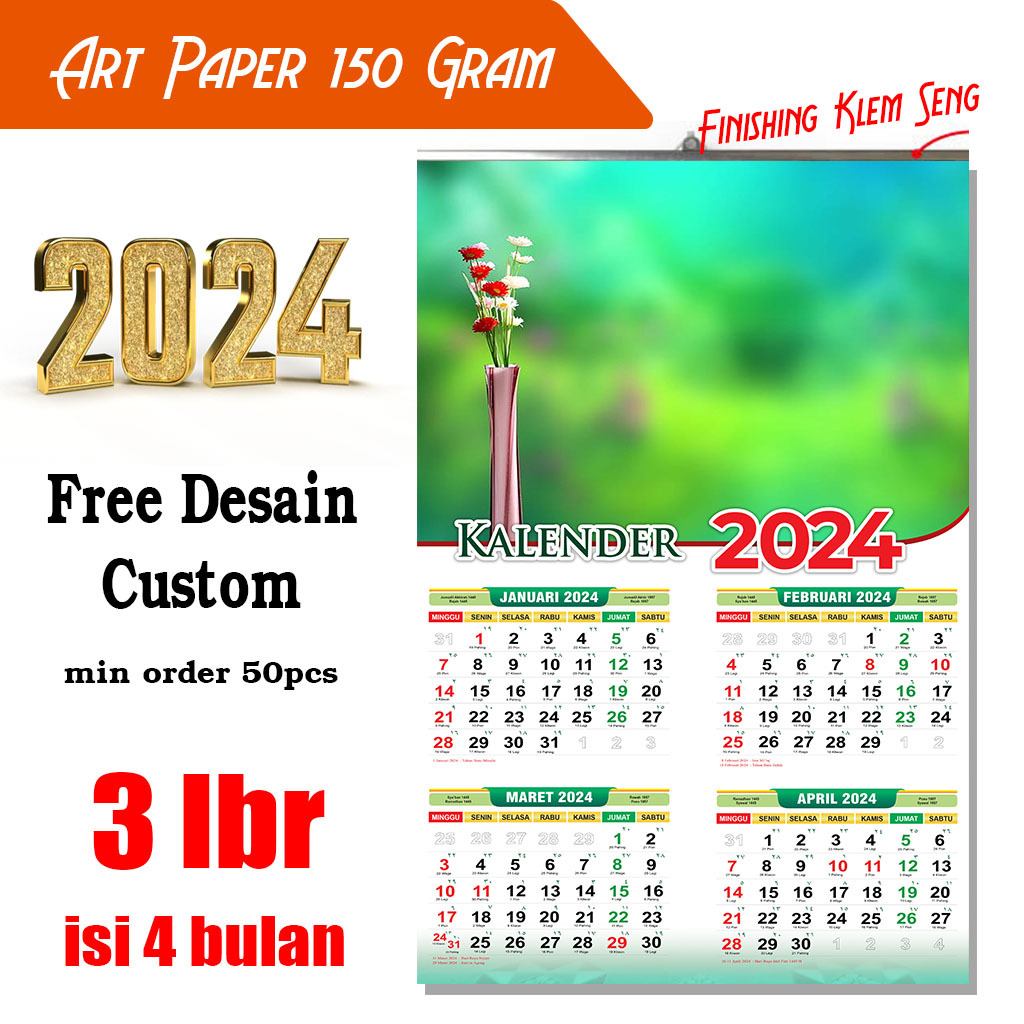 Jual Cetak KALENDER 2024 CUSTOM Desain Full Colour Art Paper 150 Gram ...