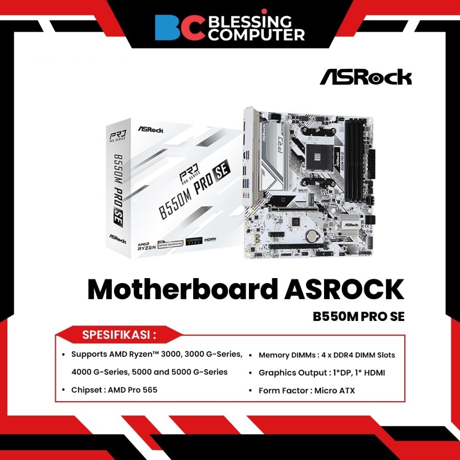 Jual Motherboard ASROCK B550M PRO SE | Shopee Indonesia