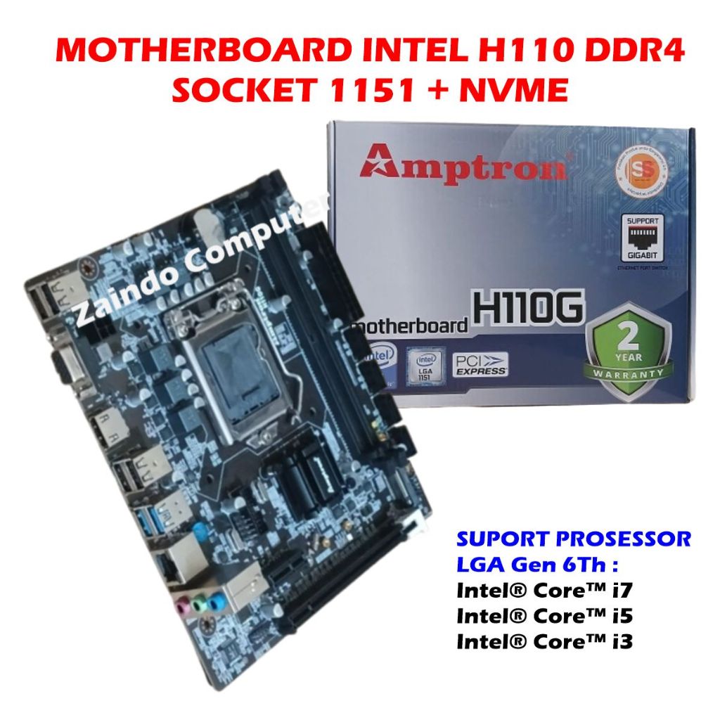 Jual MOTHERBOARD AMPTRON H110 DDR4 SOCKET 1151 INTEL 6TH/7TH MOBO ...