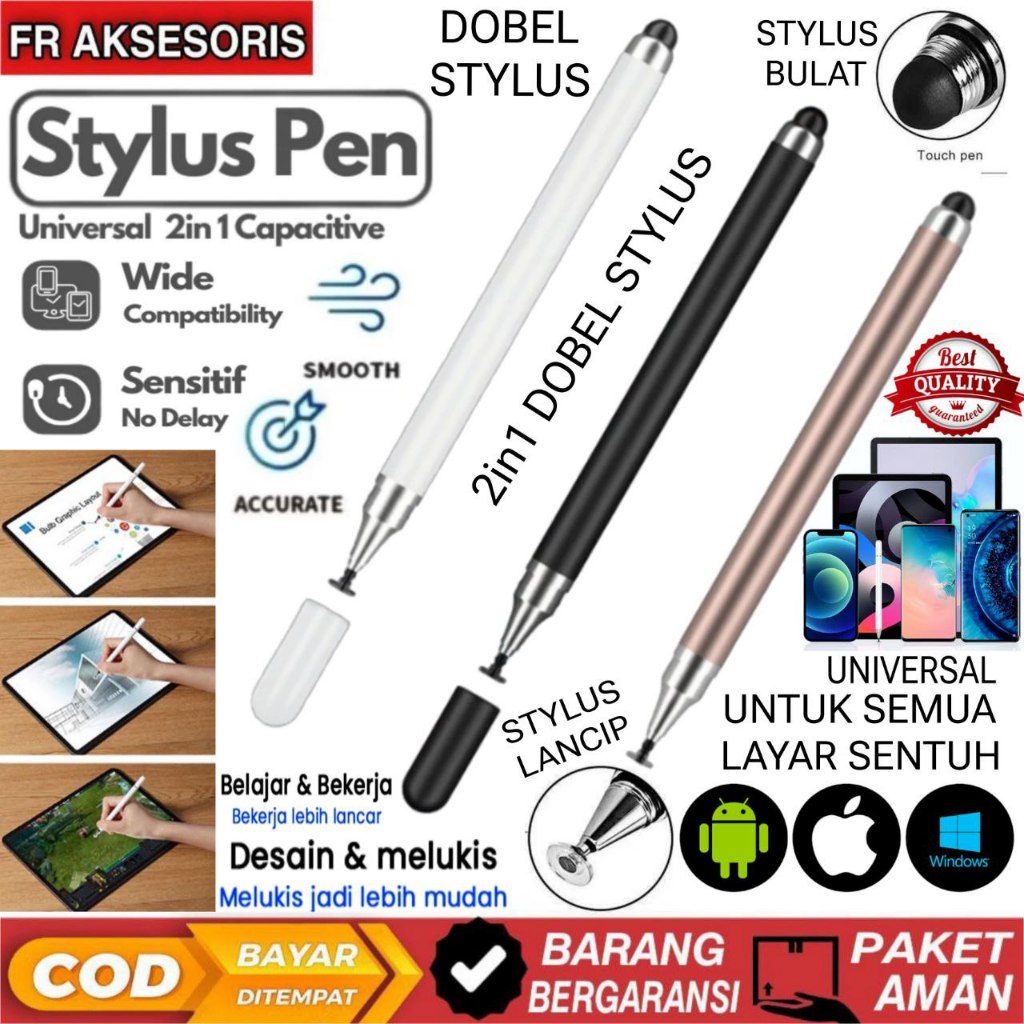 Jual Stylus pen universal 2in1 DOBEL STYLUS Pen BISA SEMUA TABLET HP ...