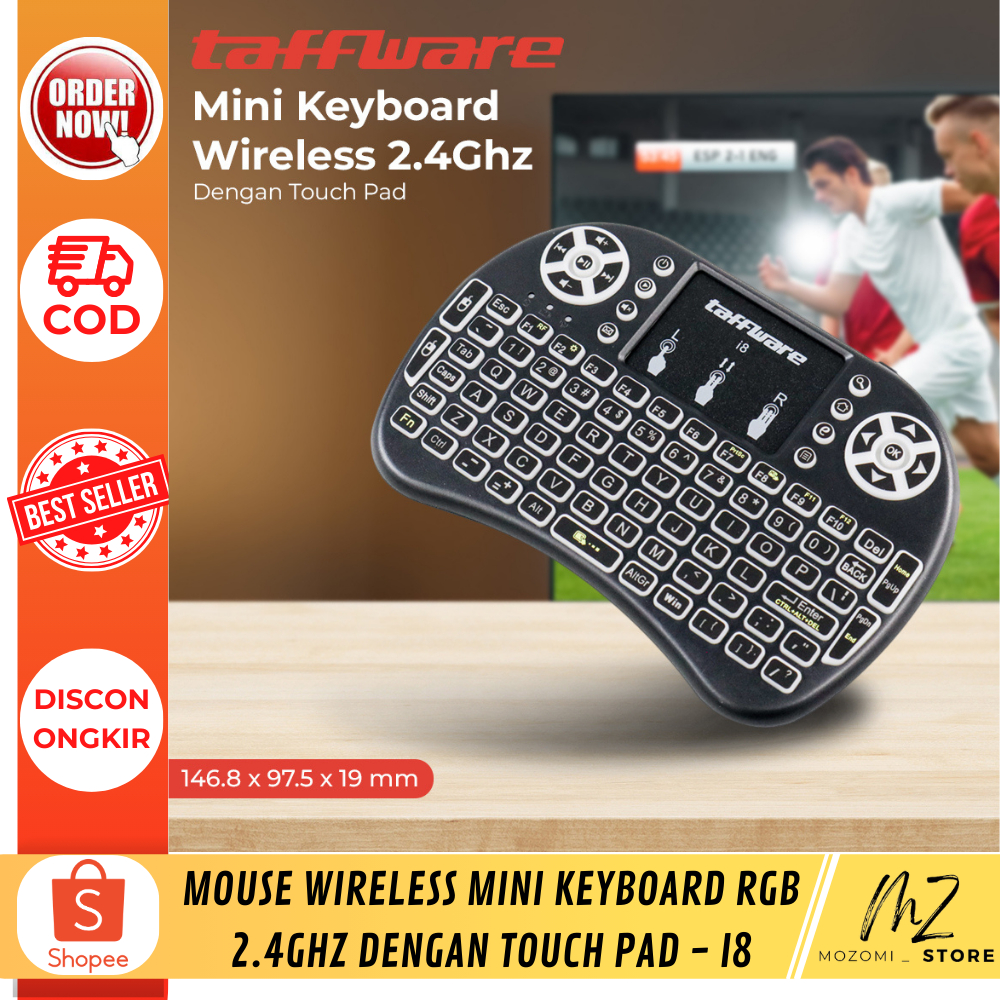 Jual Mouse Taffware Wireless Mini Keyboard RGB 2.4GHz Dengan Touch Pad ...