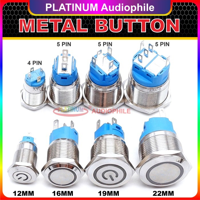 Jual Saklar On Off Stainless Lampu Metal Push Button Switch 12mm 16mm ...