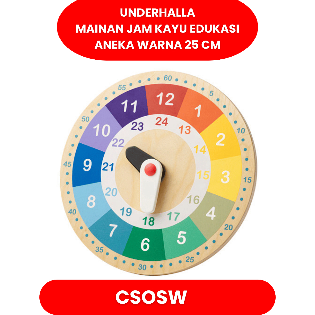 Jual Mainan Jam Kayu Mainan Edukasi Motorik Pengetahuan Anak Wooden ...