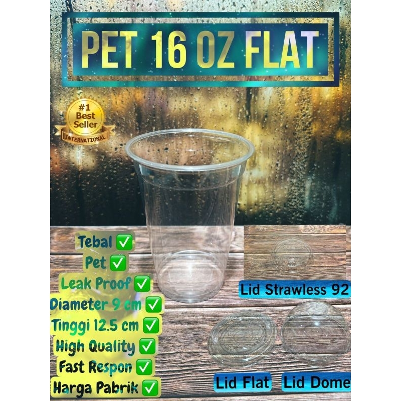 Jual MIN & KELIPATAN ORDER 50 PCS / Cup Gelas plastik PET 16 oz / CUP PET 16 oz / Gelas plastik ...