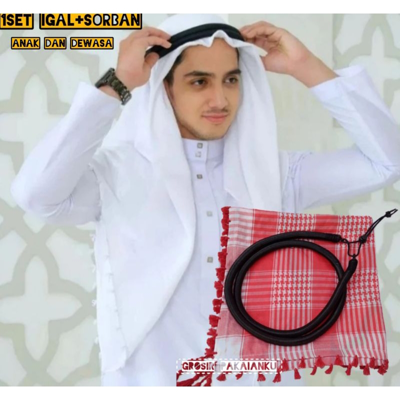 Jual (1 set) Sorban Rumbai+igal ikat kepala tali sorban Dewasa | Shopee ...