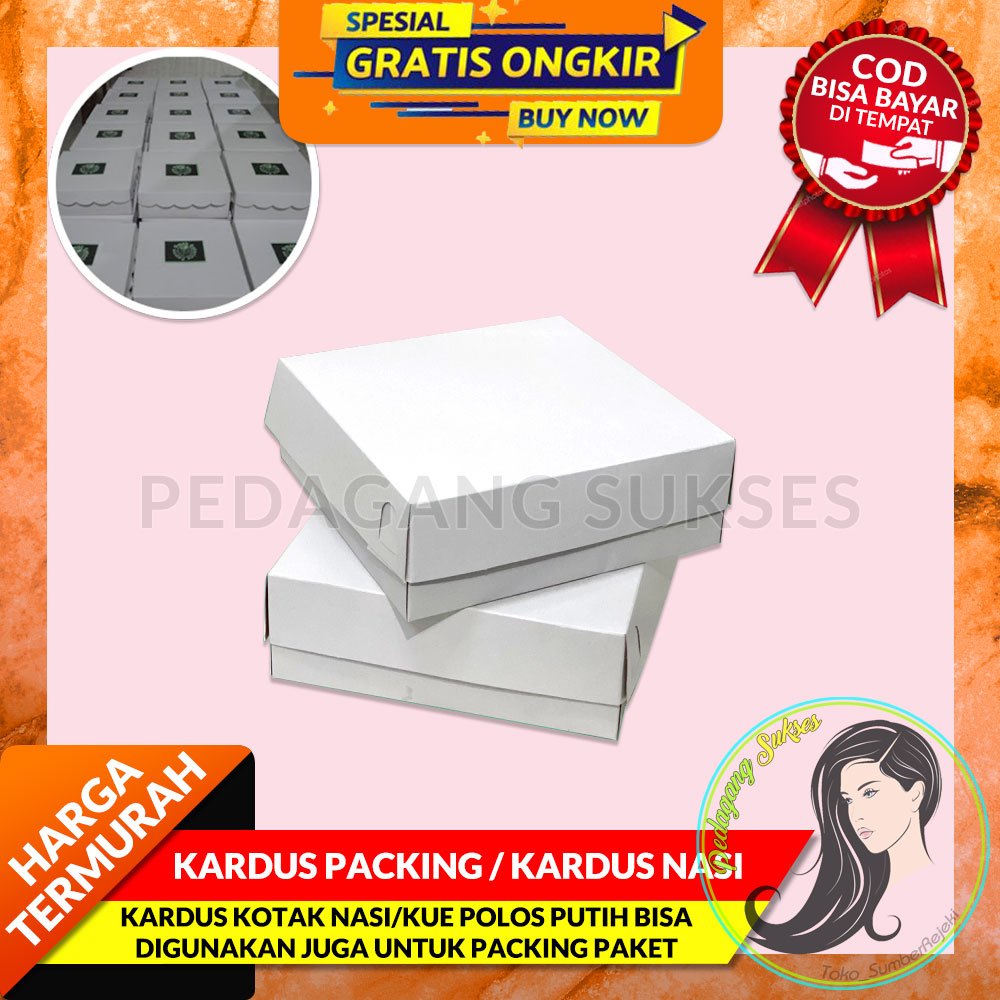Jual [KELIPATAN 100] KARUDS PACKING / PAKING / KARDUS NASI KOTAK PUTIH ...