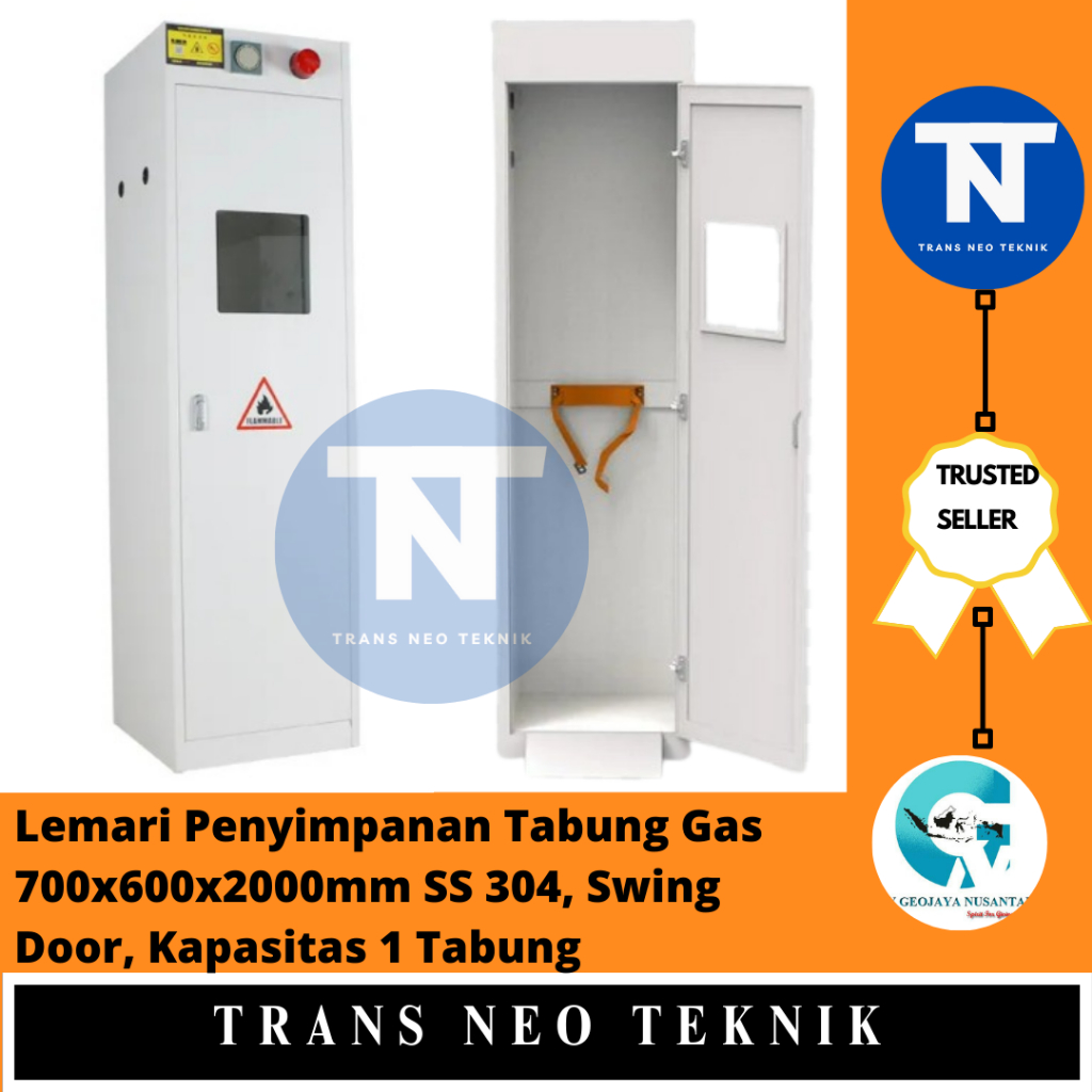 Jual Lemari Penyimpanan Tabung Gas 700x600x2000mm SS 304, Swing Door ...