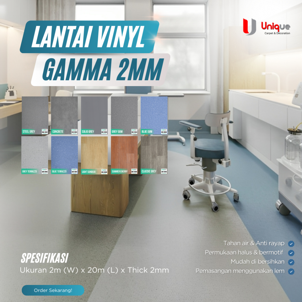 Jual Vinyl Lantai Roll Gamma / Vinyl Flooring Tebal 2mm / Karpet Lantai ...