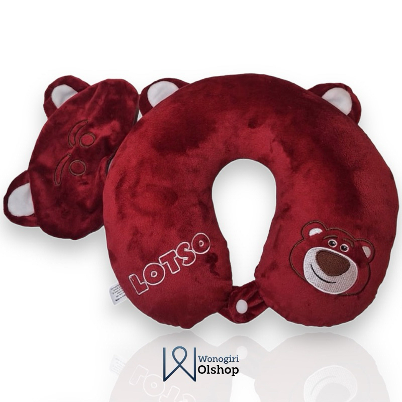 Jual Boneka Bantal Leher New Lotso Free Penutup Mata dan Bantal Leher ...
