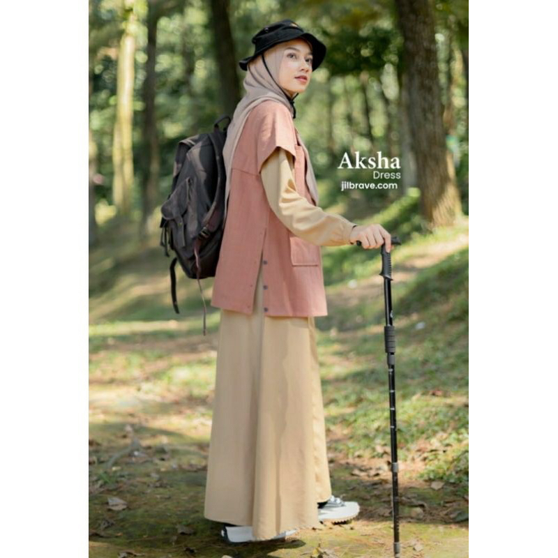 Jual AKSHA DRESS JILBRAVE | 2 IN 1 Style Gamis Syari Set Outer Linen ...