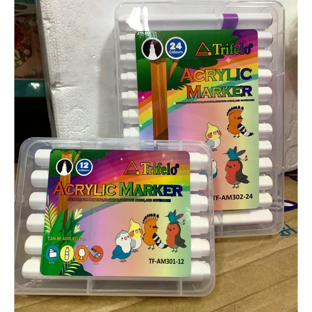 Jual acrylic marker trifello 12 warna segala permukaan acrilic akrilis ...