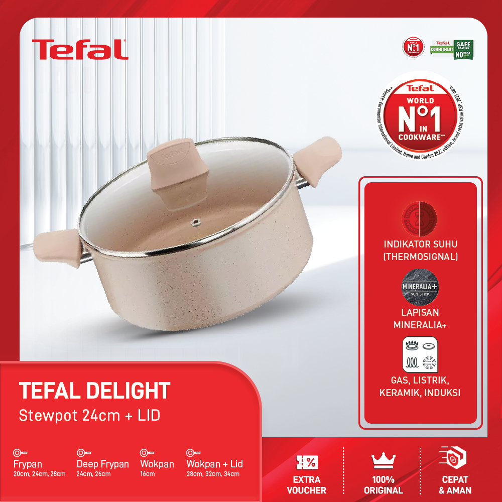 Jual Tefal Delight Stewpot 24cm+lid - Premium Cookware / Panci Anti Lengket | Shopee Indonesia