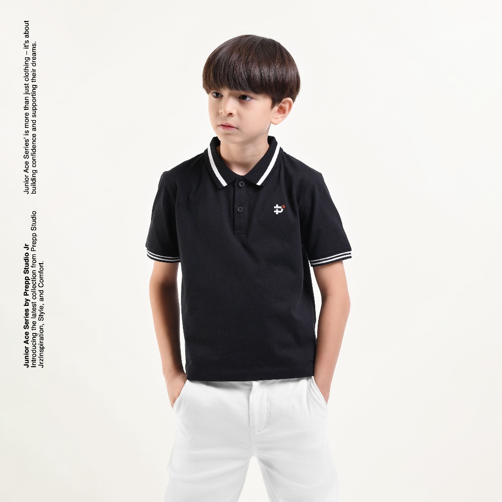 Jual Prepp Studio Jr - Ace Polo Shirt Boys Black White | Shopee Indonesia