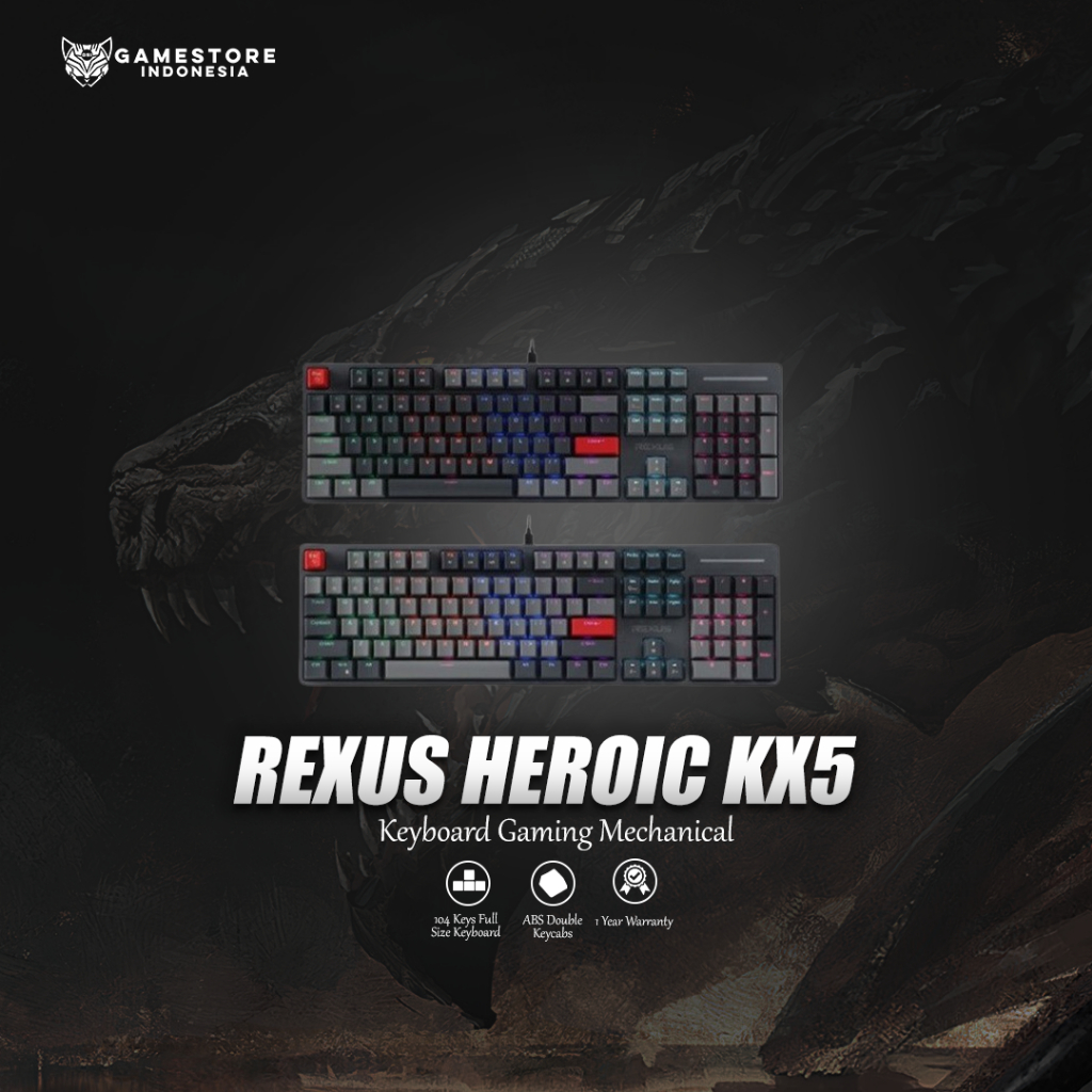 Jual Rexus Keyboard Gaming Heroic KX5 Keyboard Mechanical | Shopee Indonesia
