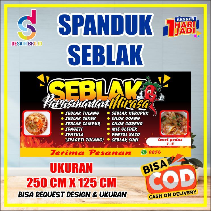 Jual BANNER/SPANDUK SEBLAK ( BISA CUSTOM ) UKURAN 250X125 CM | Shopee ...