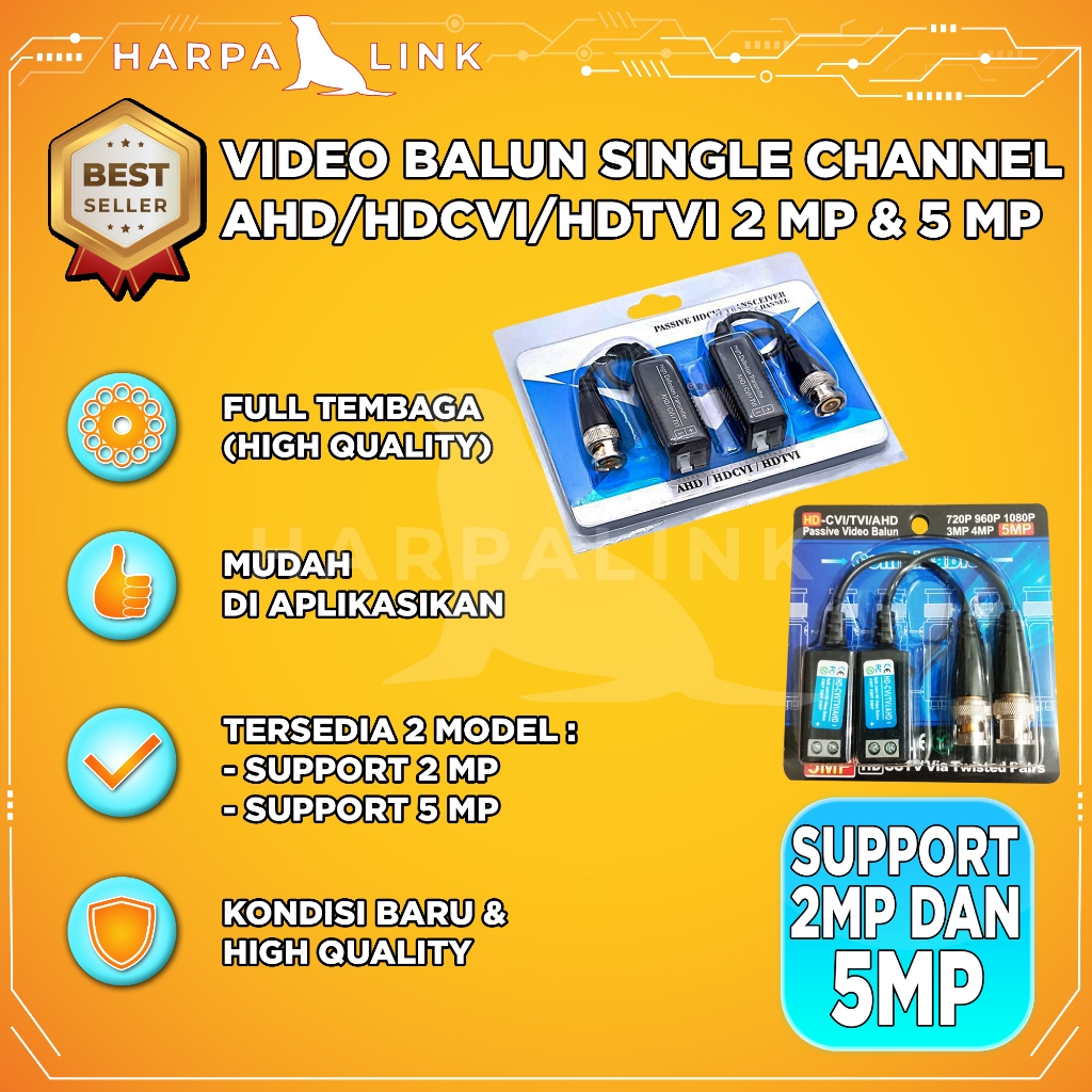 Jual Video Balun 1 Channel 2MP 5MP Compatible Camera AHD TVI CVI Analog HD Video Balun CCTV ...