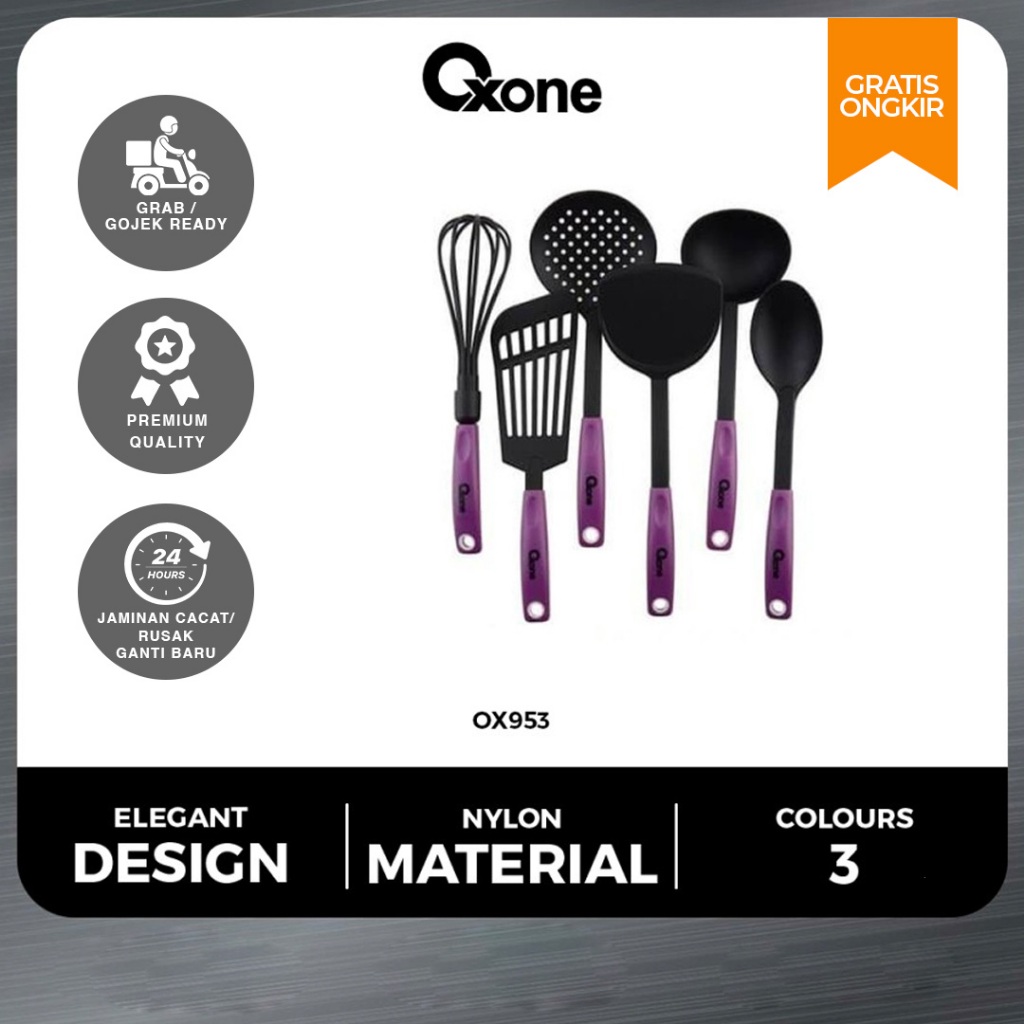 Jual Oxone OX953 Sendok Spatula Nylon Tahan Panas isi 6 pcs | Shopee ...