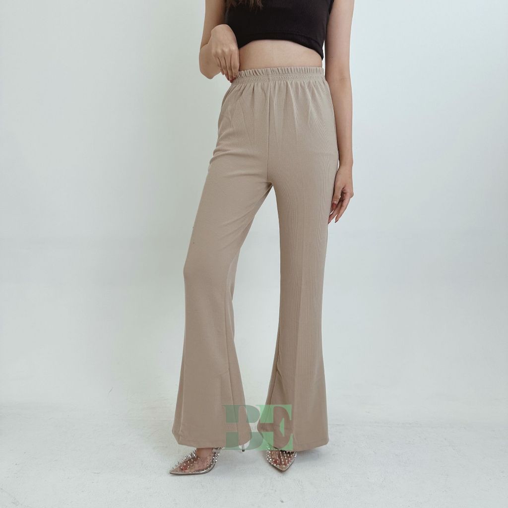 Jual BasicEveryday Celana Cutbray Pants Wanita Basic Celana Rib Knit ...