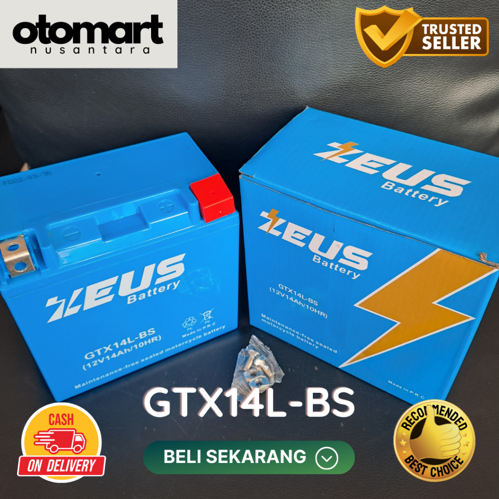 Jual Aki kering motor Yamaha YZF-R1 (98-03) - 1000CC Zeus GTX14L-BS ...