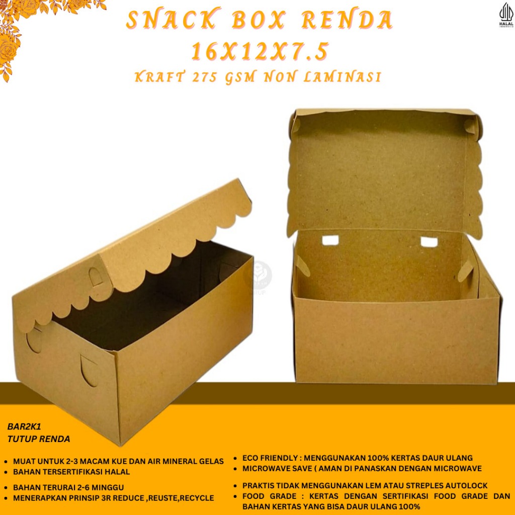 Jual Box Snack Dus Roti Snack Box 16x12 (BAR2K1-Non Laminasi) | Shopee ...