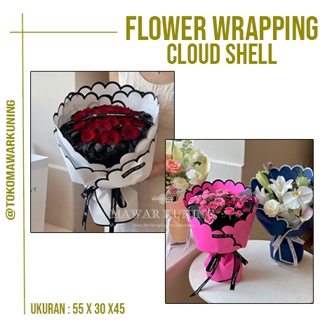 Jual [ 5 Lembar ] Flower Wrapping Motif Cloud Shell / Kertas Bunga ...