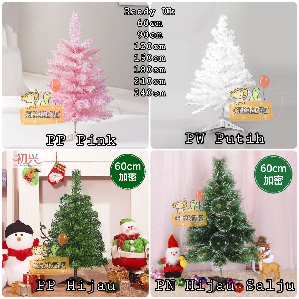 Jual Pohon Natal Cemara Christmas Tree Pine PP Hijau Salju Putih 60cm ...