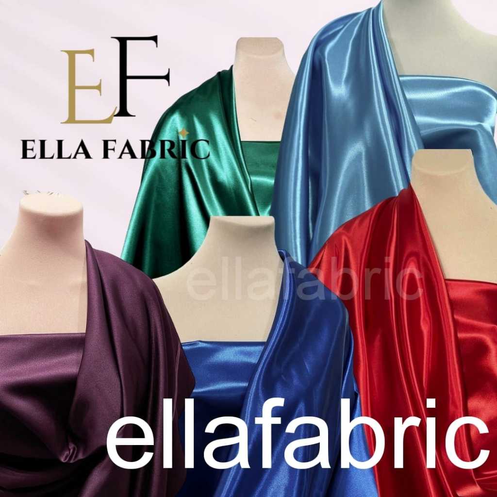 Jual 1 (SATU) Meter Kain Satin Silk Kilap Premium warna Bold Vibrant ...