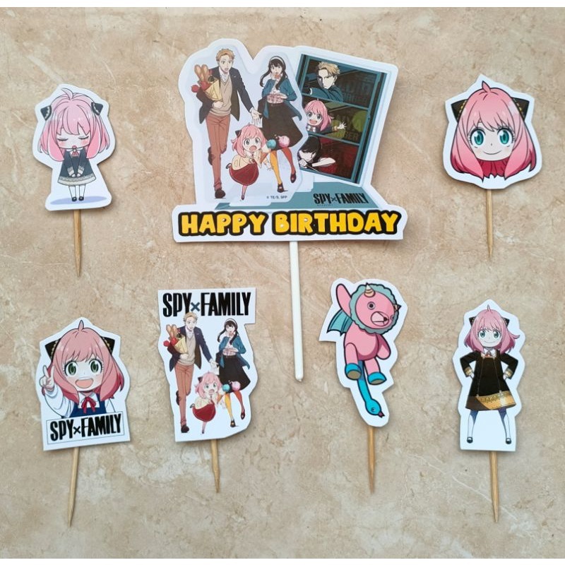Jual satu set cake topper hiasan kue ulang tahun karakter Anya forger ...