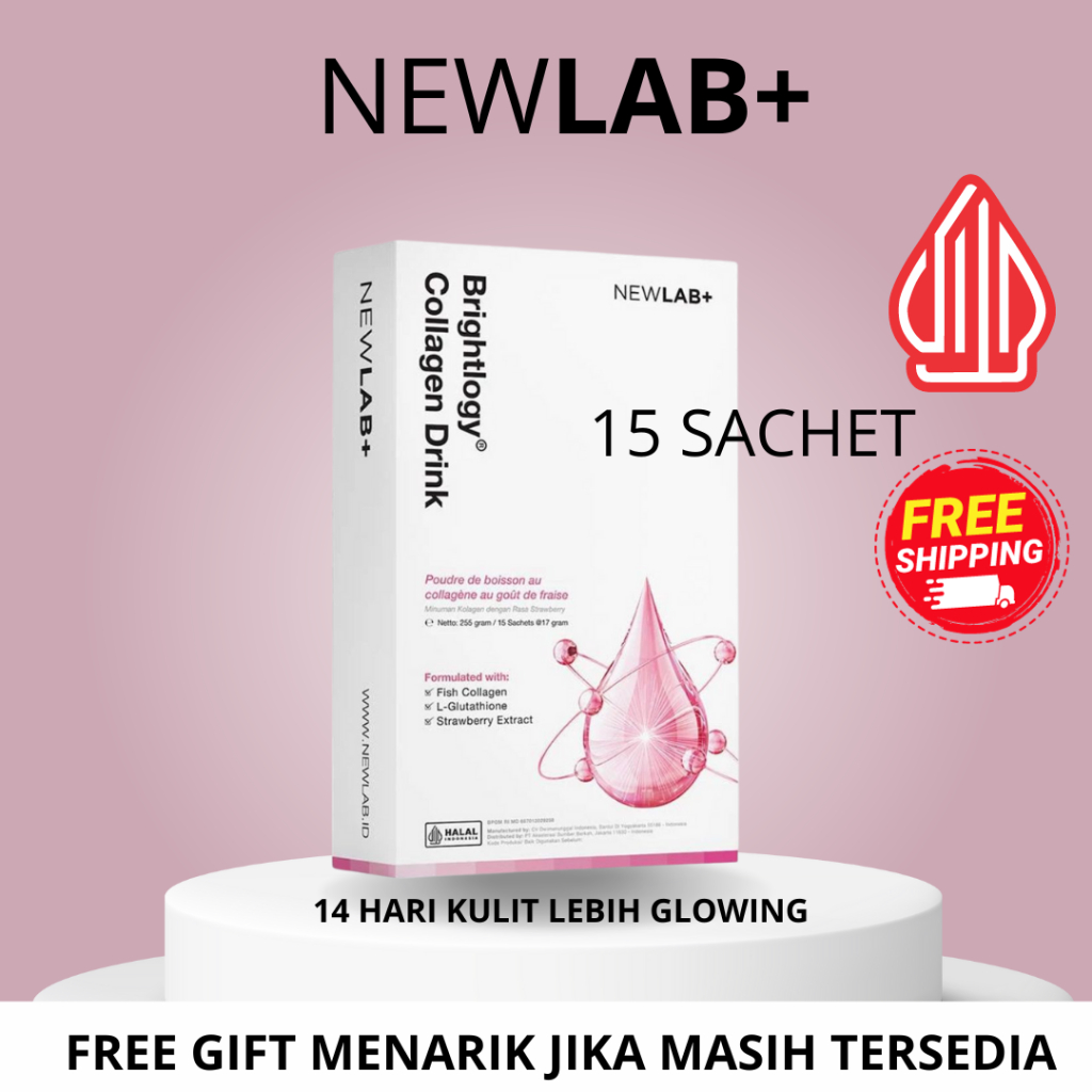 Jual NEWLAB+ Brightlogy Collagen Collagen Drink 15 sachet free gift ...