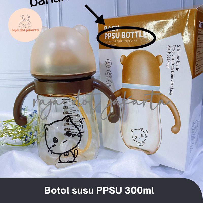 Jual botol susu bahan PPSU model kucing 240ml atau 300ml dengan selang anti sedak / tahan panas ...