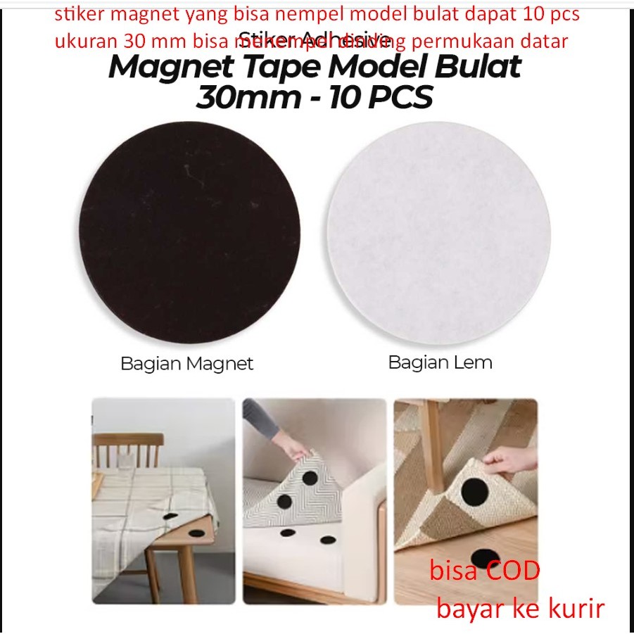Jual stiker magnet yang bisa nempel model bulat dapat 10 pcs ukuran 30 ...