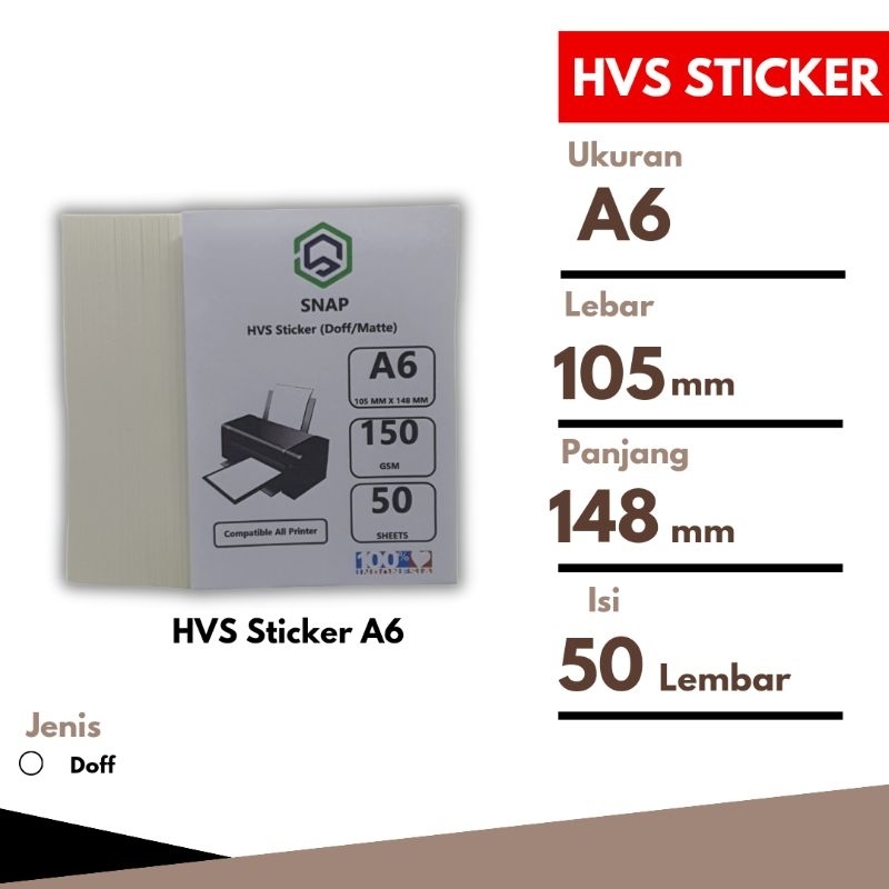Jual Kertas Sticker HVS A6 Label Resi Pengiriman Doff 105 x 148 mm - 50 ...