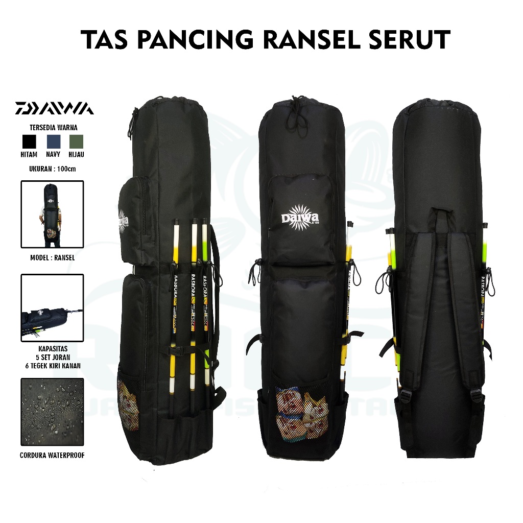Jual Tas Pancing Ransel Jumbo Serut Daiwa Cordura Waterproof Ukuran ...