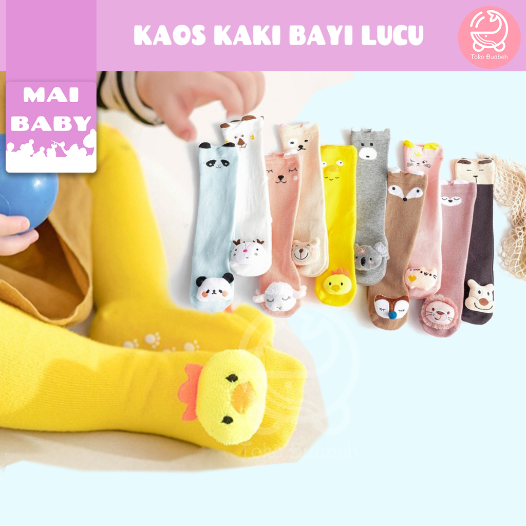Jual Mai Baby Kaos Kaki Bayi Panjang Ada Boneka Muka Binatang Dengan ...