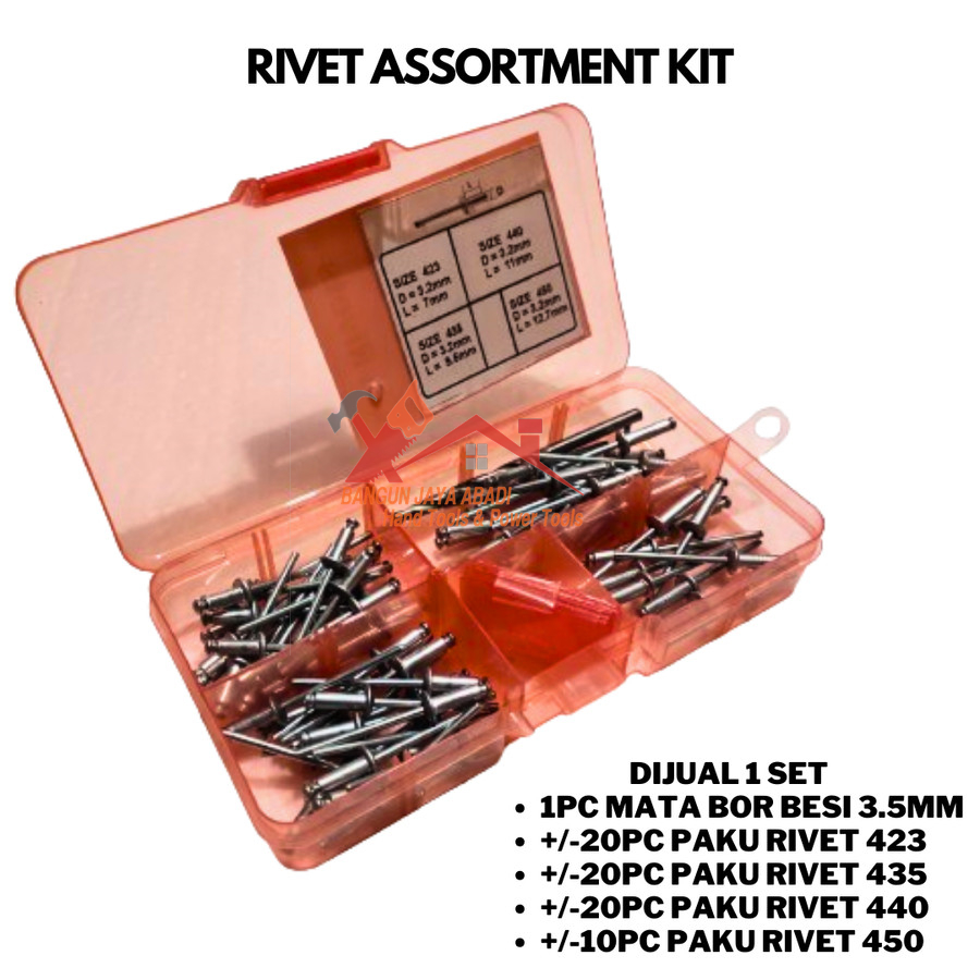 Jual Paku Rivet Set Blind Ripet 423 435 440 450 + Mata Bor Besi 3.5 3,5 ...