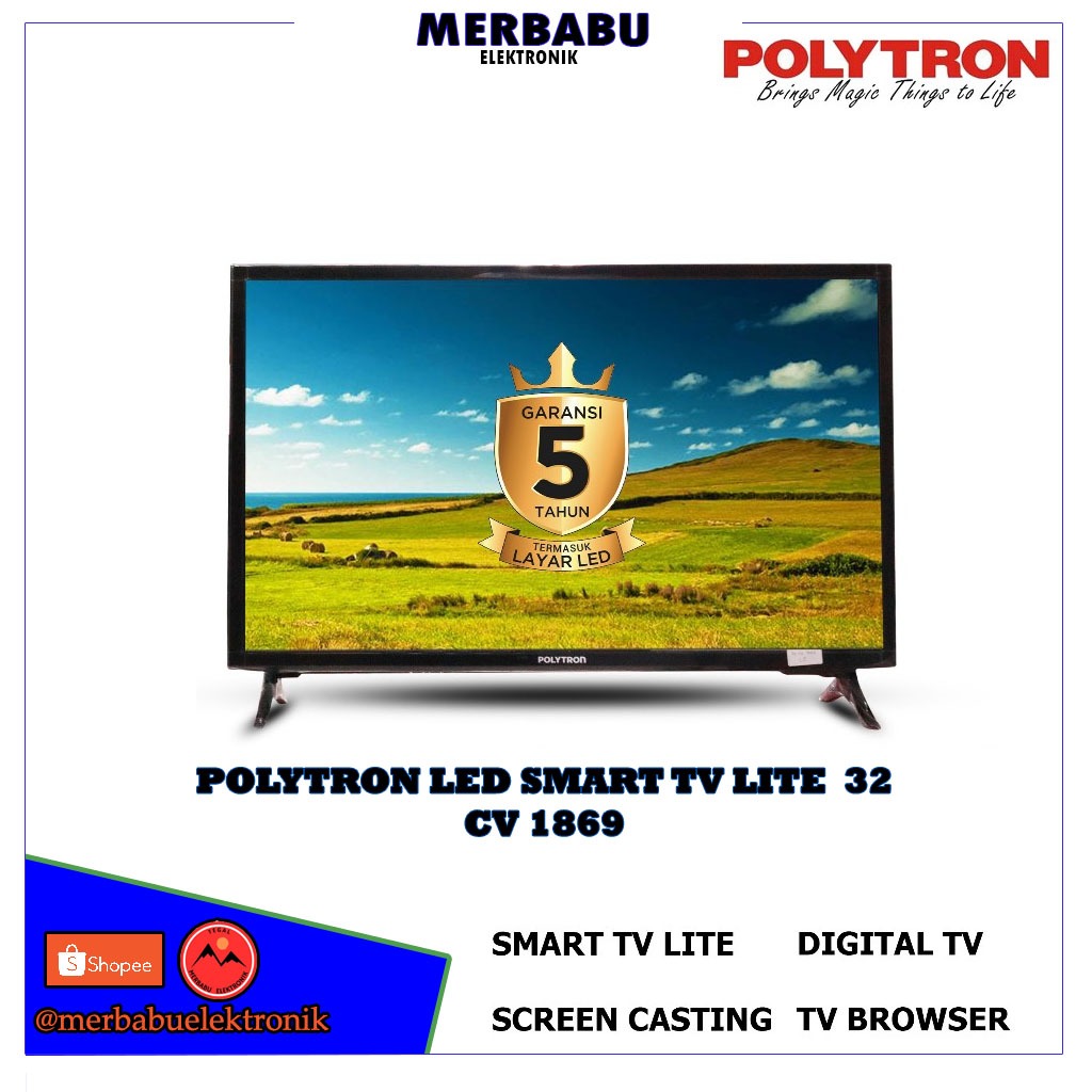 Jual Polytron LED TV CV 1869 Smart Android Lite 32Inch | Shopee Indonesia