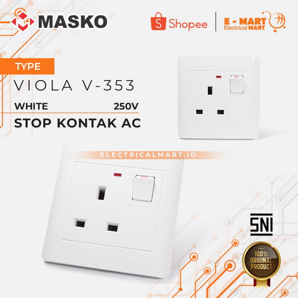 Jual MASKO VIOLA STOP KONTAK AC Putih | Shopee Indonesia