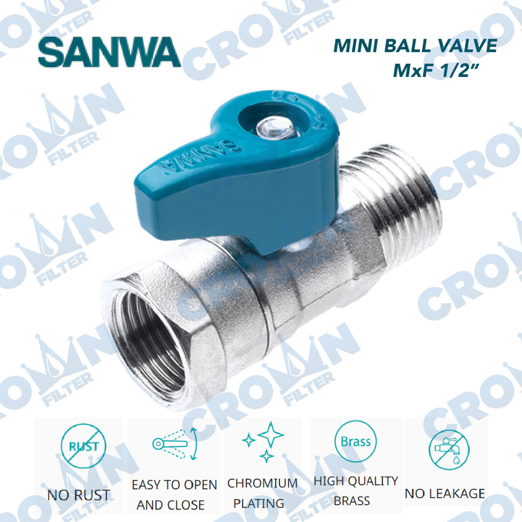 Jual SANWA Mini Ball Valve Male x Female 1/2" kuningan | Shopee Indonesia