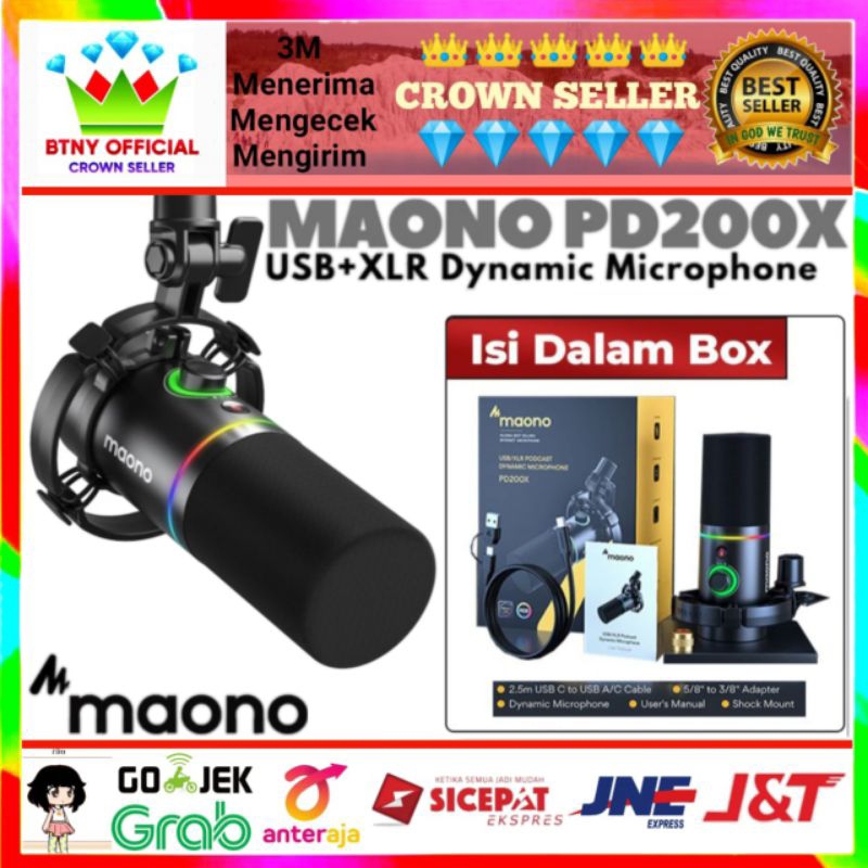Jual Maono PD200X RGB Microphone Mic Dynamic USB & XLR Podcast ...