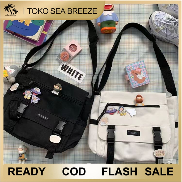 Jual READY HOT COD Tas Sekolah Kanvas Tas Selempang Wanita Tas kanvas ...