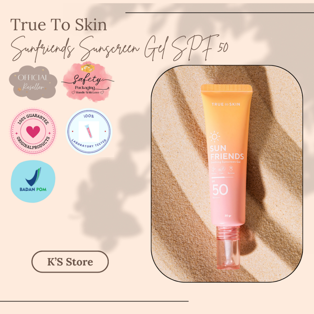 Jual True To Skin Sunfriends Sunscreen Gel with SPF 50 PA++++ 15g 30g ...