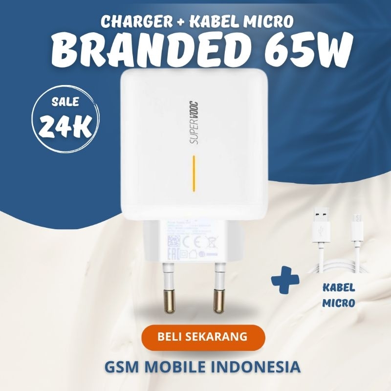 Jual PROMO Charger 65W Non Fast Micro Ready 6 Merek Charger Non Fast ...