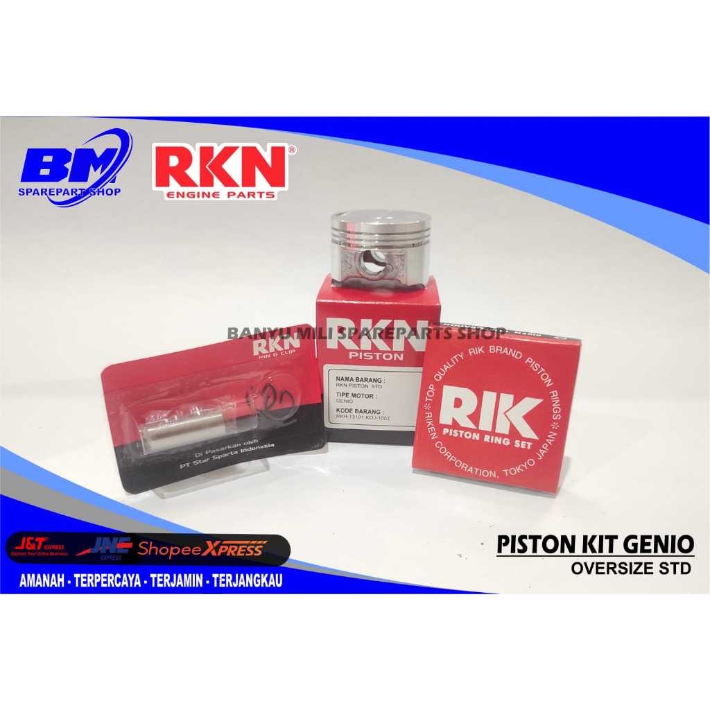Jual PISTON KIT SEHER SEKER SET GENIO ORIGINAL RKN OVERSIZE STD, 50 ...