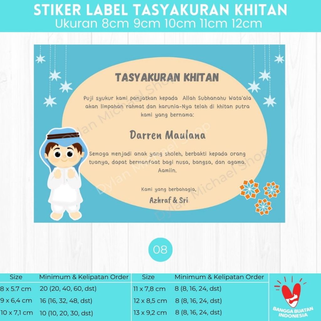 Jual Stiker Label Tasyakuran Khitan Sticker Walimatul Khitan Khitanan ...