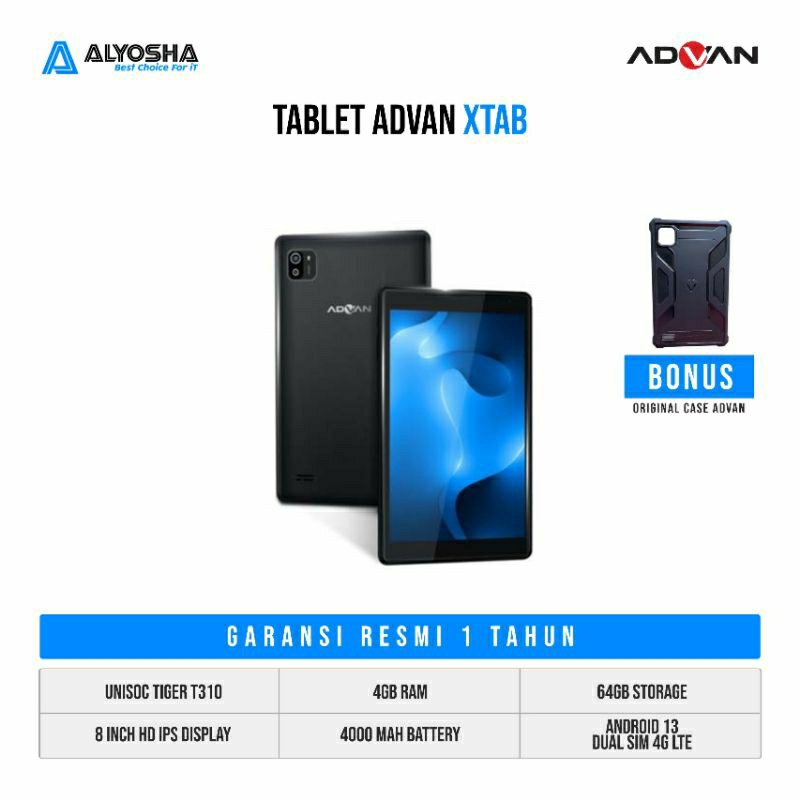 Jual Advan Tablet XTAB | Unisoc T310 | 4GB | 64GB | 8" ips | LTE WIFI ...