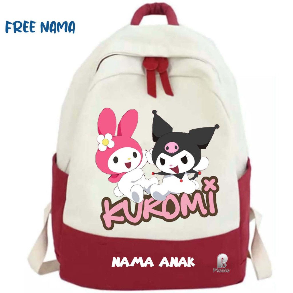 Jual TAS RANSEL BACKPACK ANAK SEKOLAH MOTIF KARTUN KUROMI BY SANRIO (FREE NAMA) | Shopee Indonesia