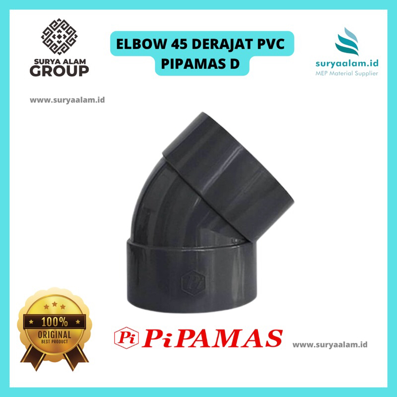 Jual ELBOW | KENI 45 DERAJAT D 3” PIPAMAS | ELBOW 45 D 4” PIPAMAS | SAMBUNGAN PIPA PVC PIPAMAS ...