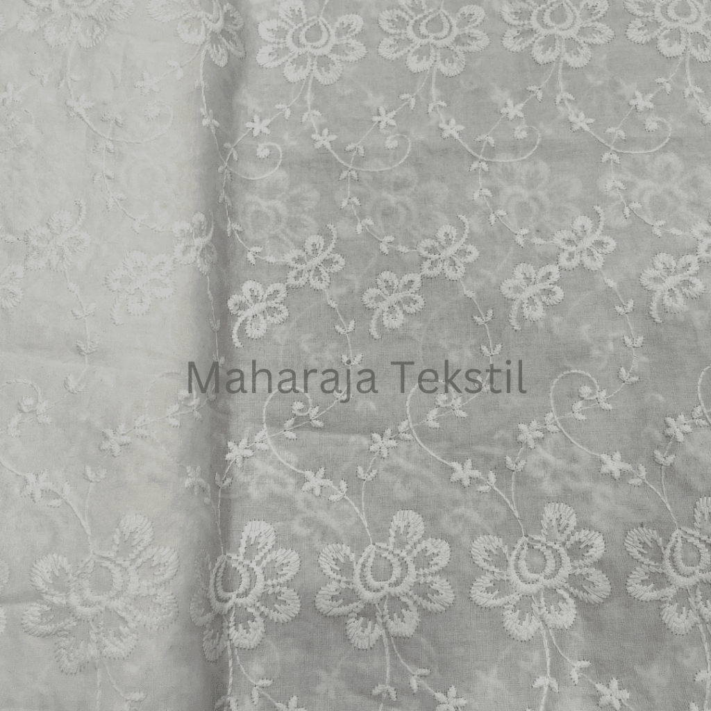 Jual Kain Katun Bordir Broken White / Katun Bordir Motif Bunga 3D ...