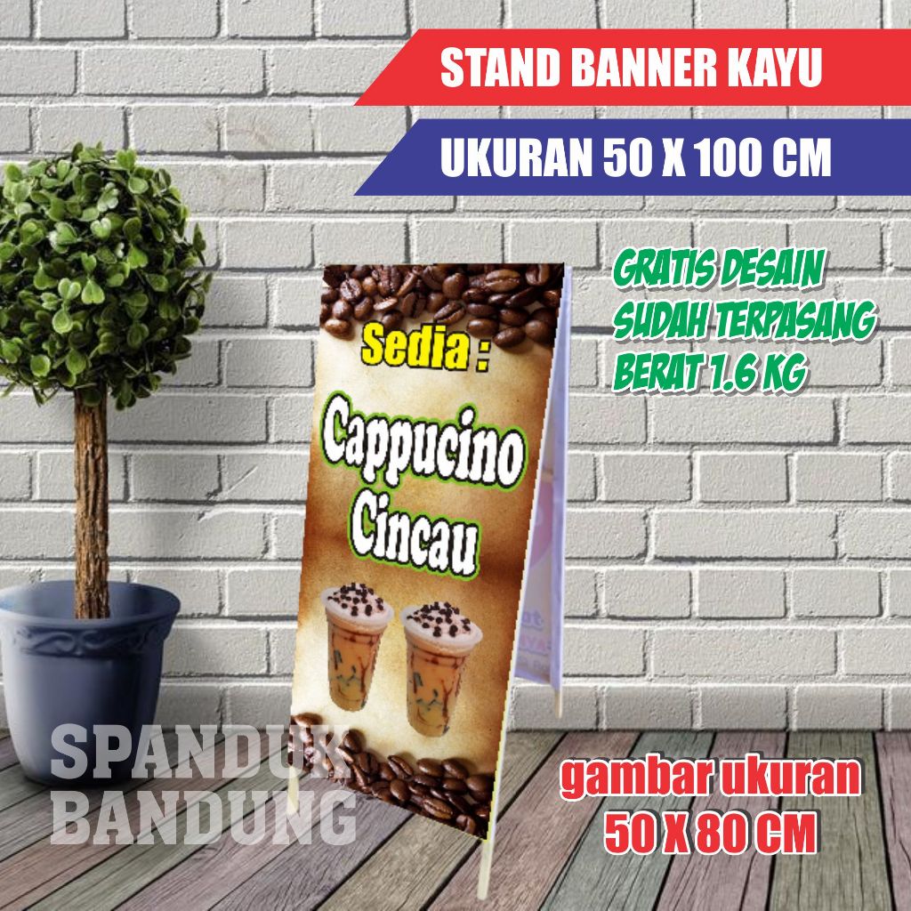 Jual STAND BANNER 50 X 100 CM PAKE KAYU / SPANDUK SAMPING JALAN LENGKAP ...