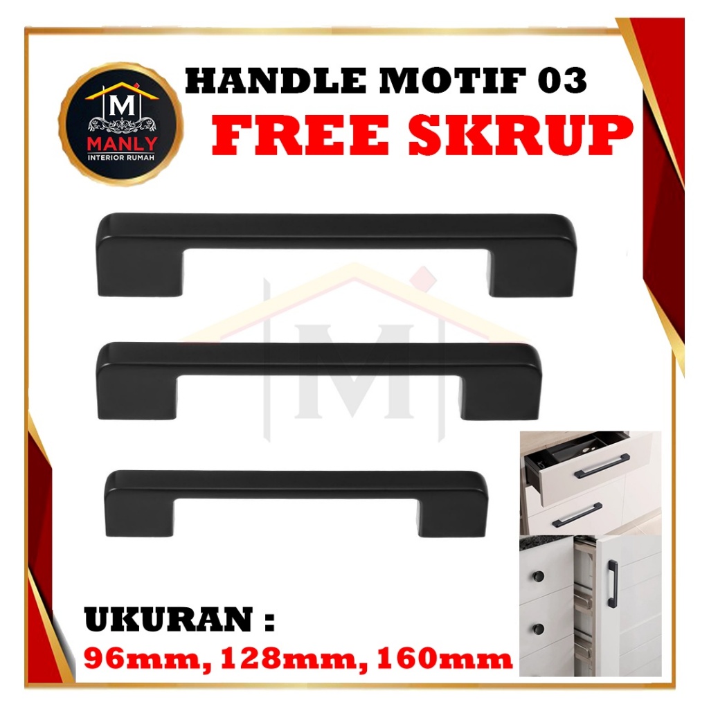 Jual Handle Tarikan Lemari Handel Laci Lemari Motif 03 Hitam Black ...